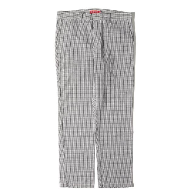 Supreme シュプリーム パンツ サイズ:34 / チェック ツイル ワーク チノパンツ (Work Pant) / ブラック チャコール ホワイト / ボトムス ズボン【メンズ】【中古】【K4509】