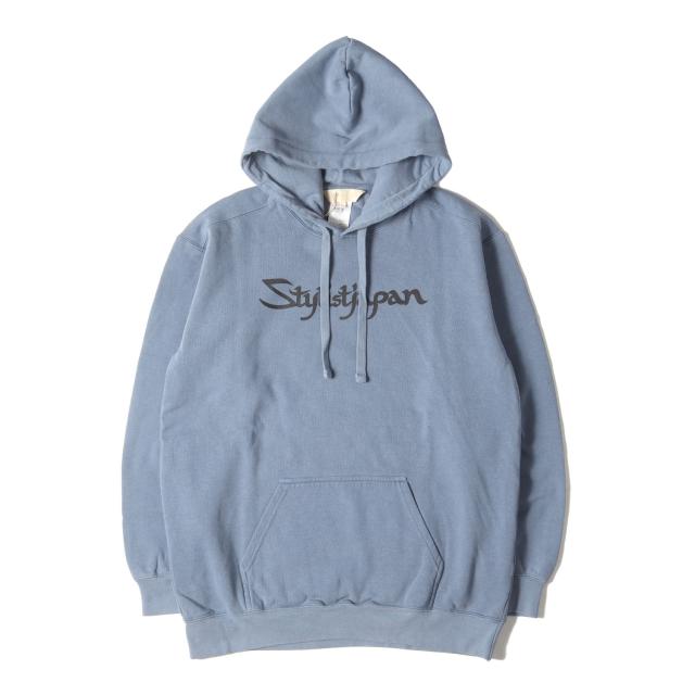 The Stylist Japan スタイリストジャパン パーカー サイズ:M ガーメントダイ加工 パロディーロゴ スウェットパーカー LOGO PRINTED HOODIE ブルー トップス フーディー【メンズ】【K4240】