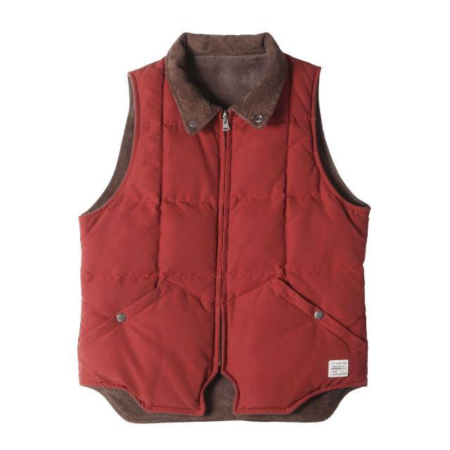 anachronorm アナクロノーム ベスト サイズ:01(S) スウェード 60/40クロス コンビ リバーシブル ダウンベスト ブラウン レッド アウター ジャケット ブルゾン 上着【メンズ】【中古】【K4228】