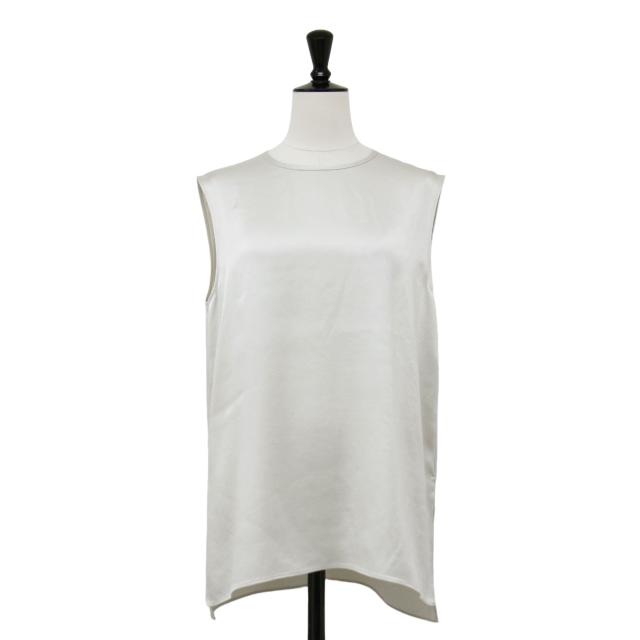 1er Arrondissement プルミエ アロンディスモン タンクトップ ベージュ系 サイズ:FREE / 24秋冬 サテン クルーネック タンクトップ / ブラウス ノースリーブ スリット / トップス カットソー / 日本製【レディース】【中古】【K4509】