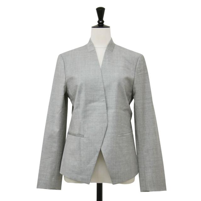 theory luxe セオリーリュクス ジャケット グレー サイズ:40(L) / ウール ノーカラー ジャケット / EXECUTIVE DONNA / Vネック 長袖 ストレッチ / 日本製 / アウター ブルゾン 上着【レディース】【中古】【K4510】