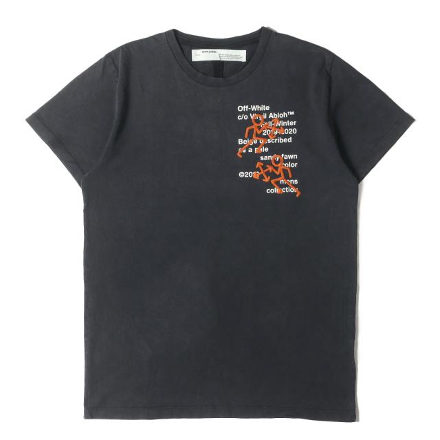 OFF-WHITE オフホワイト Tシャツ サイス:L / ヴィンテージ加工 グラフィック刺繍 クルーネック Tシャツ / ブラック 黒 / トップス カットソー 半袖【メンズ】【中古】【K4512】