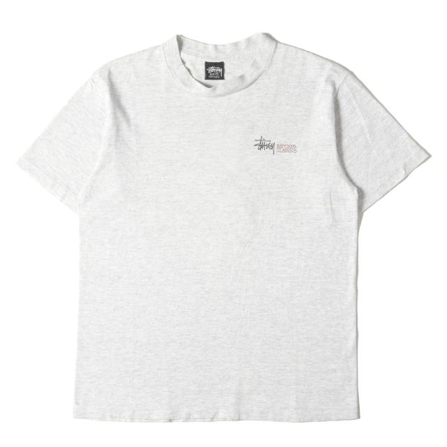 STUSSY ステューシー Tシャツ サイズ:M / 80s OLD STUSSY 黒タグ オールドフォト クルーネック Tシャツ (USA製 / REMIXED CLASICS) / アッシュグレー / トップス カットソー 半袖 / 80年代 ヴィンテージ 古着【メンズ】【中古】【K4512】