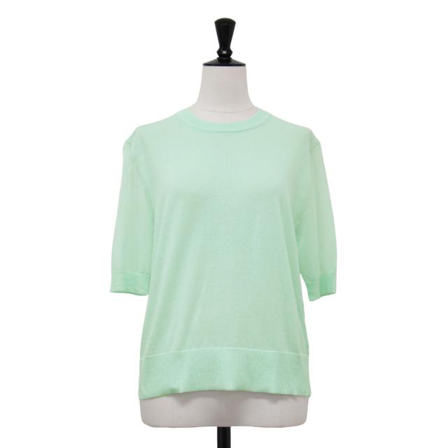 theory luxe セオリーリュクス ニット ミントグリーン サイズ:38(M) / 25春夏 シアー 半袖 ニット / Fortuna Harley Sweater / プルオーバー コットン リネン ウォッシャブル / トップス セーター【レディース】【中古】【K4513】