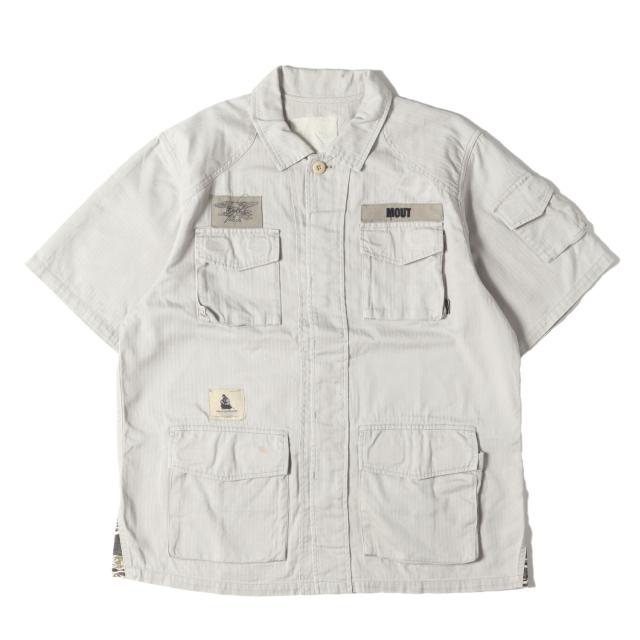 WTAPS ダブルタップス シャツ サイズ:詳細参照(L位) / 00s クロスボーン ミリタリー BDU 半袖 シャツ / コーヒーステイン / 00年代 アーカイブ / トップス カジュアルシャツ【メンズ】【中古】【K4515】