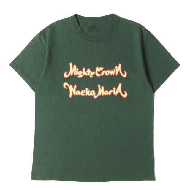 WACKO MARIA ワコマリア Tシャツ サイズ:L / 22SS MIGHTY CROWN ロゴプリント クルーネック Tシャツ / グリーン / トップス カットソー 半袖 / コラボ【メンズ】【中古】【K4519】