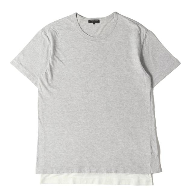 COMME des GARCONS HOMME PLUS コムデギャルソン オムプリュス Tシャツ サイズ:L / メッシュ レイヤード バインダーネック Tシャツ (PA-T037) / ヘザーグレー / トップス カットソー 半袖【メンズ】【中古】【K4519】