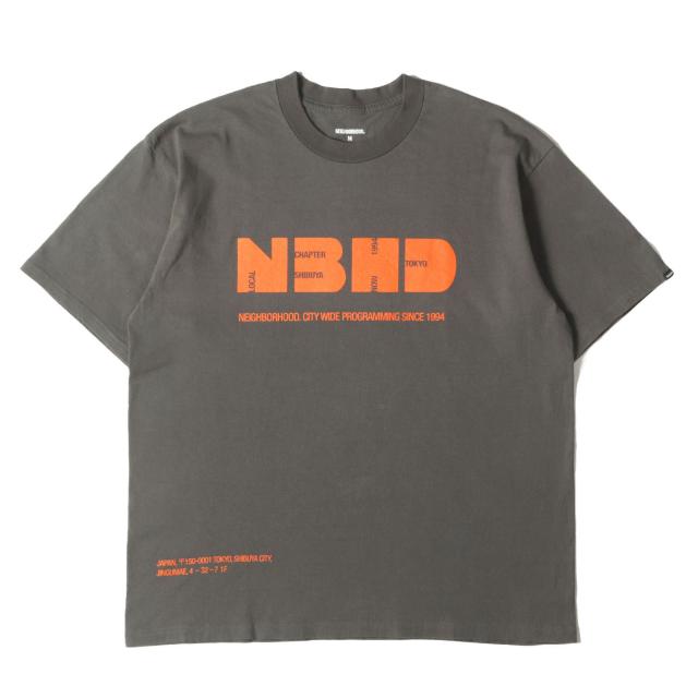 NEIGHBORHOOD ネイバーフッド Tシャツ サイズ:M / 22SS 倉石一樹 Clay Arlington fAWA NBHD ロゴ クルーネック Tシャツ / チャコール / トップス カットソー 半袖 / コラボ【メンズ】【中古】【美品】【K4521】