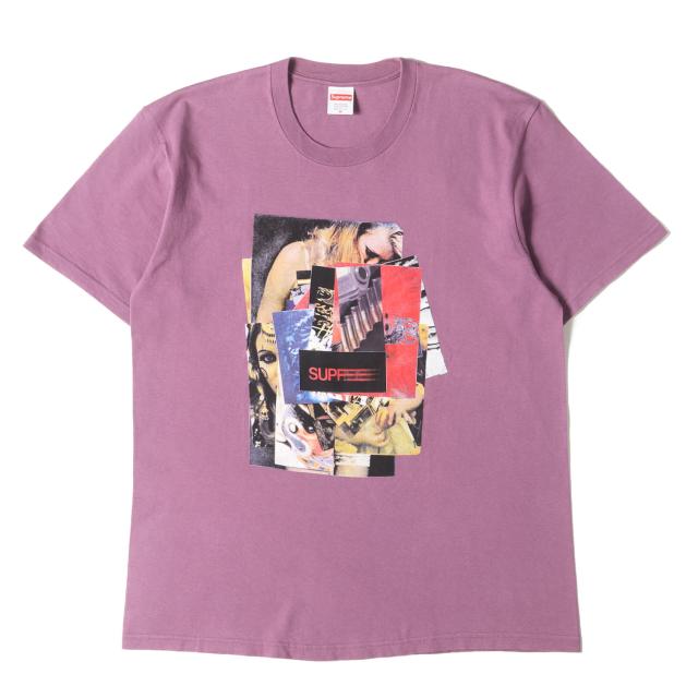 Supreme シュプリーム Tシャツ サイズ:M / 21AW コラージュ グラフィック クルーネック Tシャツ (Stack Tee) / プラム / トップス カットソー 半袖【メンズ】【中古】【K4521】