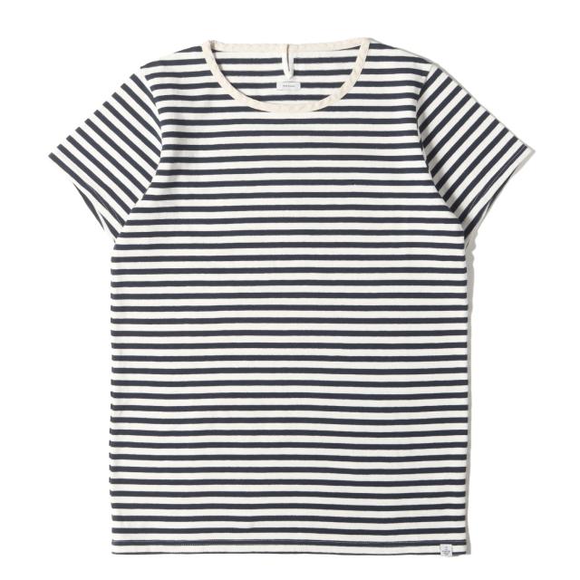 visvim ビズビム Tシャツ サイズ:3 / バックポケット付き ボーダー Tシャツ / バスクシャツ (BORDER CREW S/S) / ネイビー ホワイト 紺白 / トップス カットソー 半袖【メンズ】【中古】【美品】【K4521】