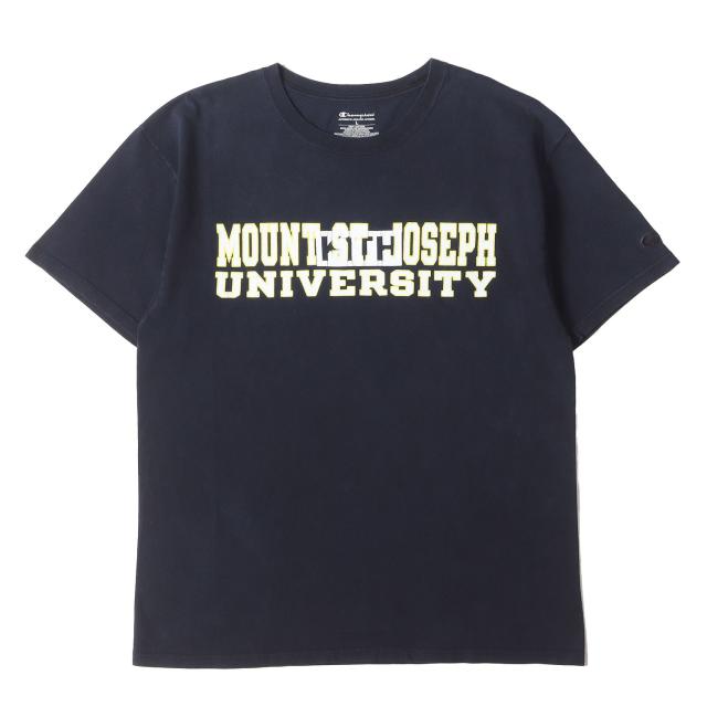 KITH NYC キス ニューヨークシティー Tシャツ サイズ:L / 古着リメイク BOXロゴ Tシャツ (Championボディ) / ネイビー 紺 / トップス カットソー 半袖【メンズ】【中古】【K4521】