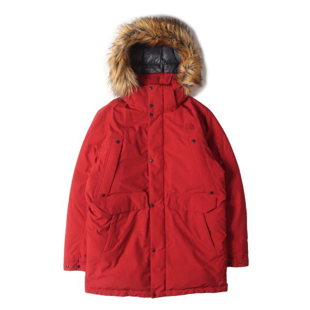 THE NORTH FACE ノースフェイス ジャケット サイズ:95(M) 海外限定 フードファー付き ハイベント ダウンジャケット (BRENT PARKA) レッド アウター ブルゾン コート 上着【メンズ】【中古】【K4266】