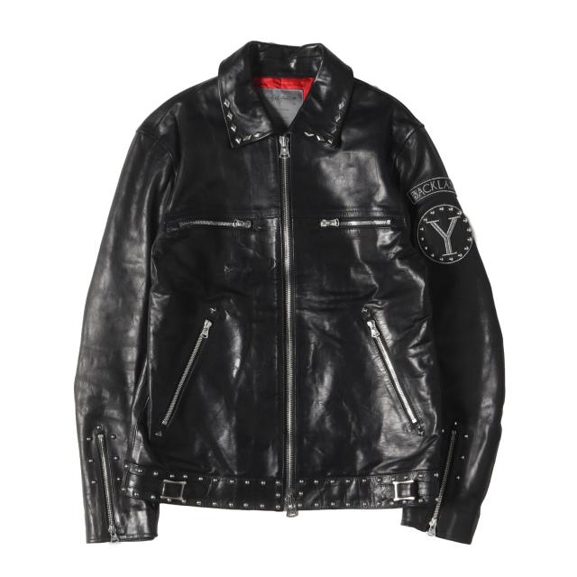 Yohji Yamamoto(Ys) ヨウジヤマモト ジャケット サイズ:2 21AW ×  BACKLASH スタッズ ホースレザー スタッズ シングル ライダース ジャケット (スタッズホースJKT) ブラック 黒 アウター ブルゾン 上着【メンズ】【中古】【K4250】
