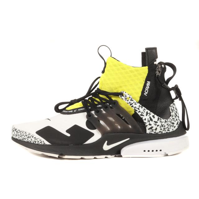 NIKE ナイキ サイズ:26.0cm / ACRONYM AIR PRESTO MID (AH7832-100) / アクロニウム プレスト ミッド / ホワイト ブラック ダイナミックイエロー / US8 / ミドルカット スニーカー シューズ 靴 / コラボ【メンズ】【中古】【K4522】