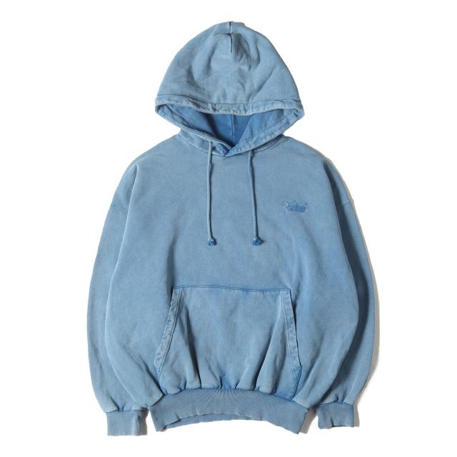 KEBOZ ケボズ パーカー サイズ:S フェード加工 ロゴ刺繍 オーバーサイズ スウェット パーカー ブルー トップス フーディー【メンズ】【中古】【K4297】
