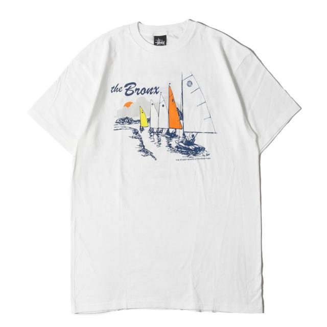 STUSSY ステューシー Tシャツ ホワイト 白 サイズ:M | ヨット ワールドツアー ロゴ クルーネック Tシャツ | トップス カットソー 半袖【メンズ】【中古】【美品】【K4538】