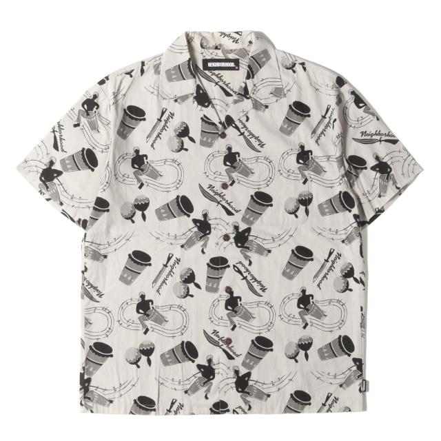 NEIGHBORHOOD ネイバーフッド Tシャツ グレー サイズ:S | 21SS 楽器柄 オープンカラー 半袖シャツ (CONGA / C-SHIRT. SS) | トップス カジュアルシャツ【メンズ】【中古】【K4538】