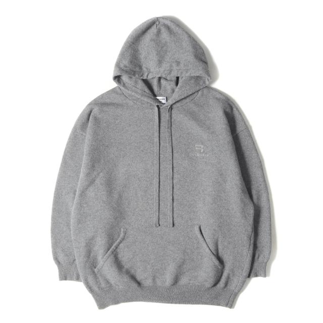 BALENCIAGA バレンシアガ パーカー サイズ:L 2021年製 スポーティB 刺繍 カシミア混 ウール スウェットパーカー (675300 T4120) / WEAR ヘザーグレー トップス フーディー【メンズ】【中古】【美品】【K4264】