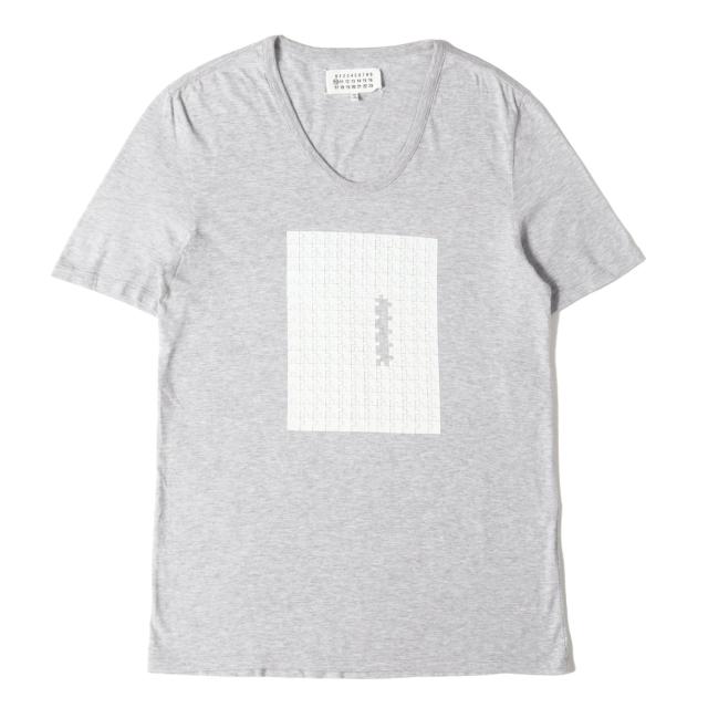 Maison Martin Margiela メゾンマルタンマルジェラ Tシャツ ヘザーグレー サイズ:46 | グラフィック バインダーUネック Tシャツ (S30GC0392 S21058) | イタリア製 | トップス カットソー 半袖【メンズ】【中古】【K4533】