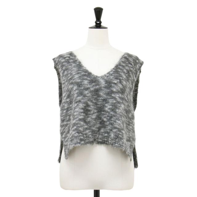 NOMBRE IMPAIR ノンブルアンペール ベスト グレー系 サイズ:FREE | 23秋冬 イタリアモヘア Vネック ベスト / ニット | プルオーバー ショート丈 Vネック 2WAY ウール | トップス セーター【レディース】【中古】【K4528】