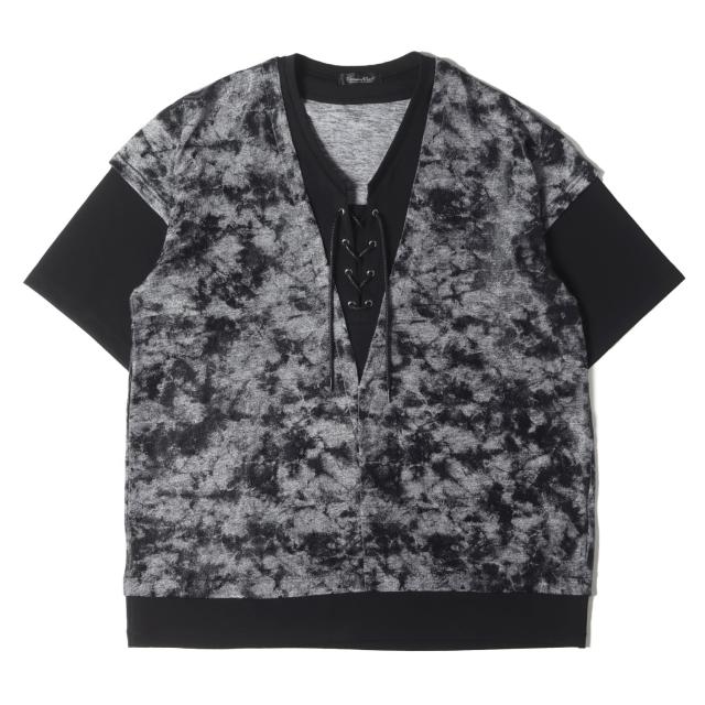 TORNADO MART トルネードマート Tシャツ シルバー ブラック サイズ:L | 21SS 総柄 レイヤード ディープ Vネック Tシャツ (651-1178019) | トップス カットソー 半袖【メンズ】【中古】【美品】【K4529】