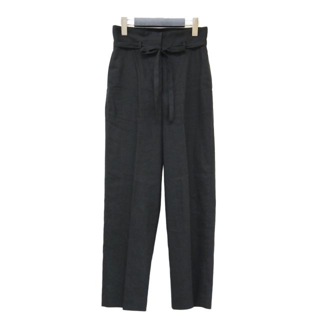 TOMORROWLAND collection トゥモローランド パンツ ブラック 黒 サイズ:34(7号) | 23春夏 ワンダーリネン ストレッチ ハイウエスト テーパード パンツ / スラックス | ストレート センタープレス | 日本製 | ボトムス ズボン【レディース】【中古】【K4529】