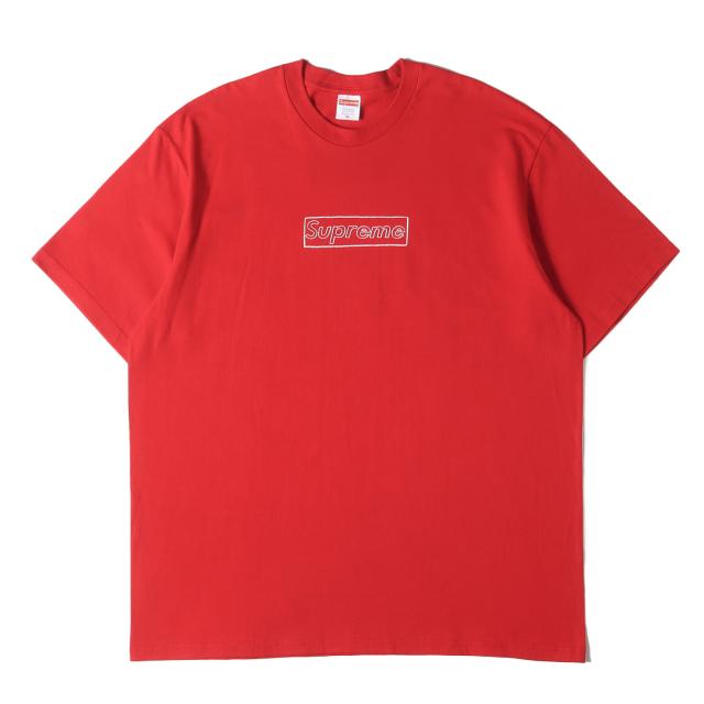 Supreme シュプリーム Tシャツ レッド サイズ:XL | 21SS KAWS チョークボックスロゴ クルーネック Tシャツ (Chalk Box Logo Tee) | トップス カットソー 半袖 | コラボ【メンズ】【中古】【美品】【K4530】