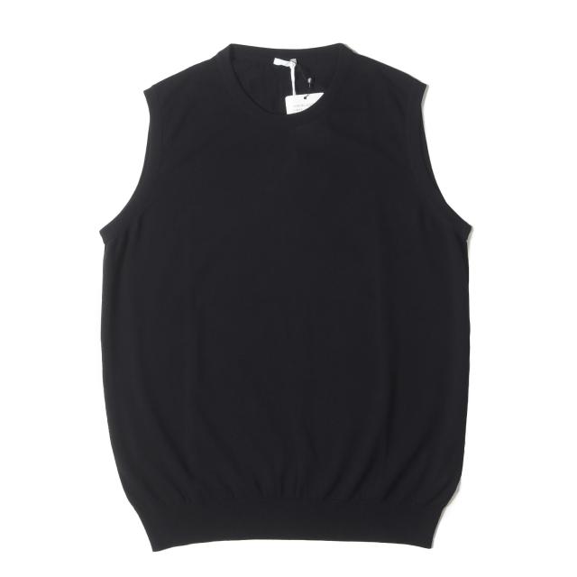 malo マーロ ベスト ブラック 黒 サイズ:46 | コットンニット ベスト / ジレ | プルオーバー ノースリーブ 薄手 | イタリア製 | トップス【レディース】【K4531】