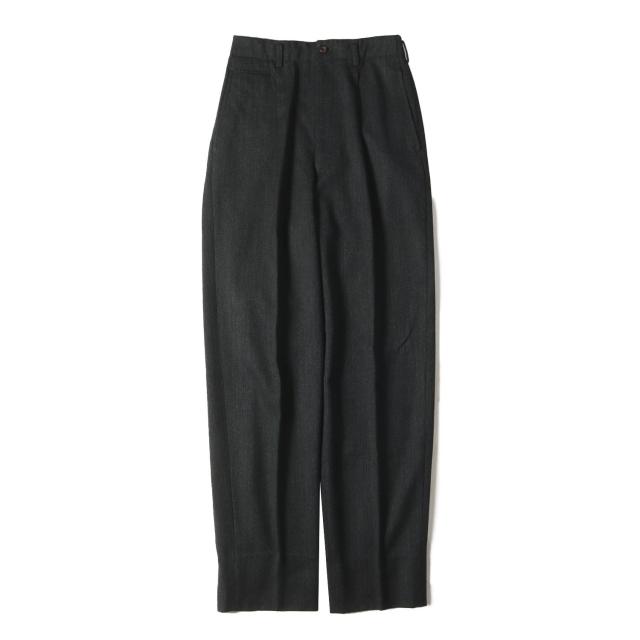 COMME des GARCONS HOMME コム デ ギャルソン オム パンツ サイズ:M 80s ワンタック ヘリンボーン ツイード スラックス / ジッパーフライ ダークグレー 日本製 ボトムス ズボン【メンズ】【中古】【K4265】