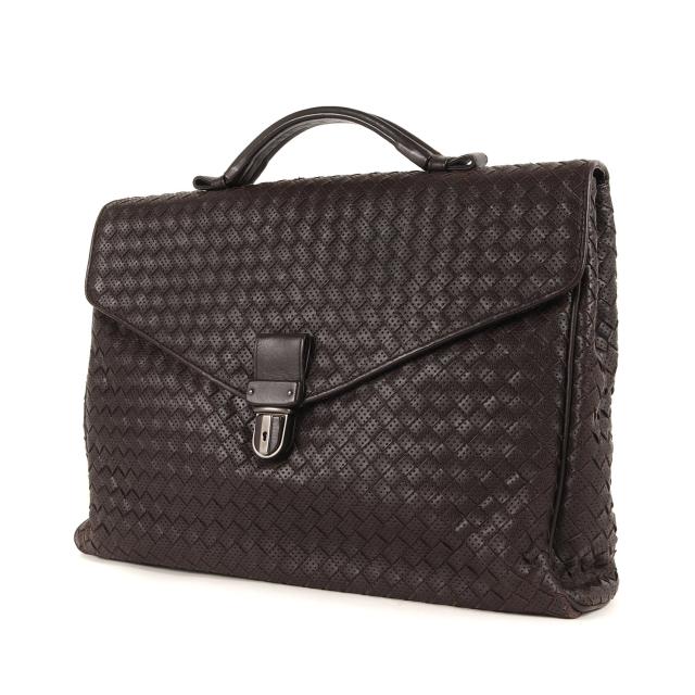 BOTTEGA VENETA ボッテガヴェネタ イントレチャート レザー ブリーフケース ブラウン ブランド カジュアル【メンズ】【中古】【K4264】