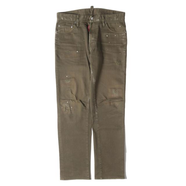 DSQUARED2 ディースクエアード パンツ カーキ サイズ:44 | フェード ダメージ ペイント加工 ストレッチ カラー デニムパンツ (S71LA0523 S39781) | イタリア製 | ボトムス ジーンズ ジーパン【メンズ】【中古】【K4531】