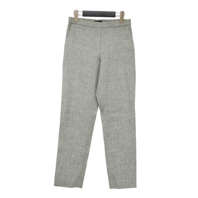 Theory セオリー パンツ グレー サイズ:0(S) | 23春夏 ストレッチ リネン テーパード パンツ | SHARKSKIN CRUNCH TREECA PULL ON GZ | スラックス プルオンパンツ | ボトムス ズボン【レディース】【中古】【K4531】