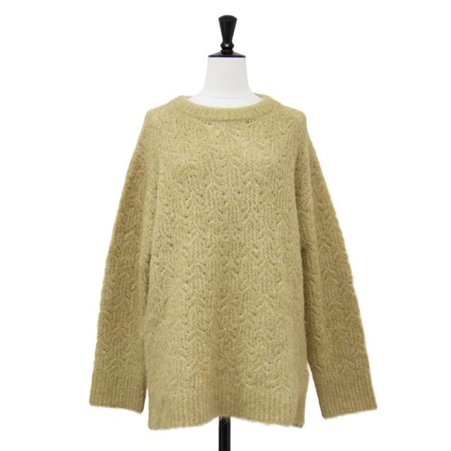 Liyoca リヨカ ニット イエロー サイズ:FREE | 22秋冬 アルパカ 透かし編み プルオーバー / ニット | クルーネック 長袖 | トップス セーター【レディース】【中古】【K4534】