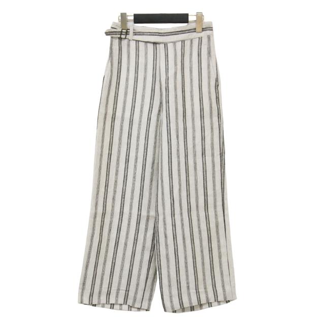 23区 ニジュウサンク パンツ ベージュ系 サイズ:34(XS) | 24春夏 リネン ストライプ ワイド パンツ / グルカパンツ | フルレングス ウエストベルト | ボトムス ズボン【レディース】【中古】【K4533】