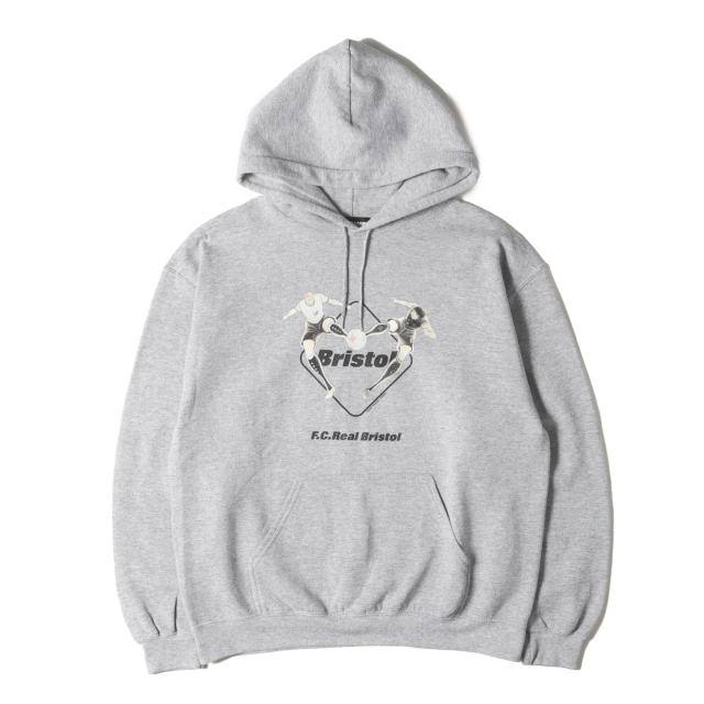 F.C.Real Bristol エフシーレアルブリストル パーカー グレー サイズ:詳細参照(M位) | STRASSENKICKER キャプテン翼 ポドルスキ 日向小次郎 スウェットパーカー (LUKAS HYUGA TWIN SHOOT HOODIE) | トップス フーディー プルオーバー | コラボ【メンズ】【中古】【K4534】
