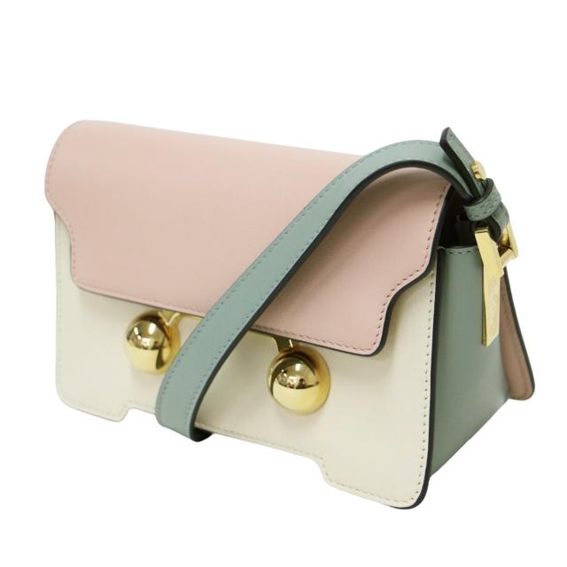 MARNI マルニ バッグ | 25春夏 トランカルー ミニ ショルダー バッグ | Trunkaroo MINI SHOULDER BAG | クラッチバッグ 2WAY | スタッズ カーフスキン | オフホワイト / ピンク / ブルー | イタリア製 | ブランド カバン【レディース】【中古】【K4535】