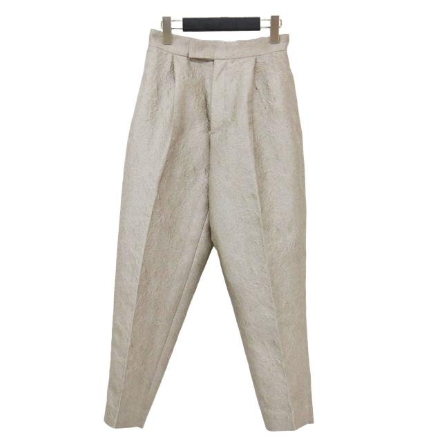 esteta エステータ パンツ グレージュ サイズ:34(XS) | 25春夏 シャイニー ジャカード パンツ | テーパード ハイウエスト センタープレス タック | ボトムス ズボン【レディース】【中古】【K4536】