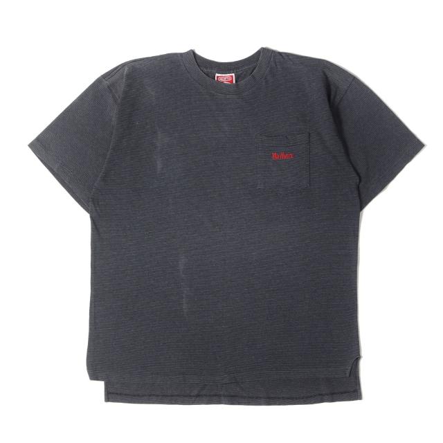 90s - 00s ヴィンテージ古着 | 90s Marlboro ポケット付き ボーダー Tシャツ | マルボロ | ブラック グレー | サイズ:XL程度 | 90年代 | トップス カットソー 半袖【メンズ】【中古】【K4537】