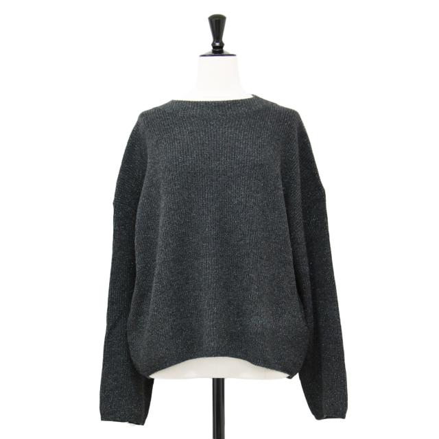 7-IDconcept. セブンアイディコンセプト ニット ブラック 黒 サイズ:FREE | 24秋冬 ラメ ラクーン ニット | プルオーバー 長袖 ハイネック ワイド リブ ウール | トップス セーター【レディース】【中古】【K4540】