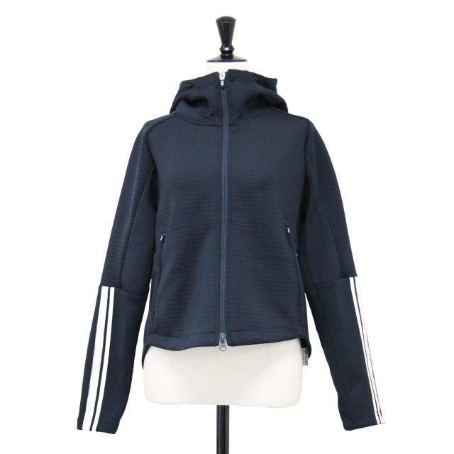 PGG ピージージー パーカー ブラック 黒 サイズ:0(S) | ジップアップ パーカー / フーディー | ショート丈 長袖 ライン入り ダンボール素材 | トップス 羽織り | パーリーゲイツ【レディース】【中古】【美品】【K4541】