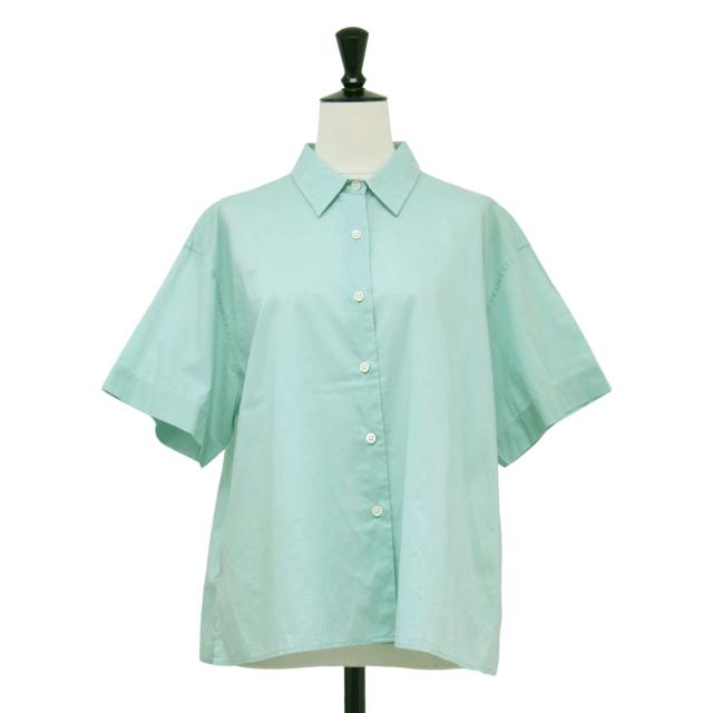 MARGARET HOWELL マーガレットハウエル シャツ グリーン サイズ:2(M) | シアー コットン シャツ | SHEER COTTON | 半袖 レギュラーカラー | トップス ブラウス【レディース】【中古】【K4541】