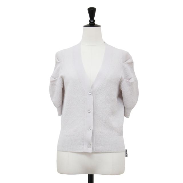 theory luxe セオリーリュクス カーディガン アイスグレー サイズ:S32(XXS) | 25春夏 Vネック 半袖 カーディガン | Luton Kelsey Cardigan | タックスリーブ コンパクト シアー | ニット セーター【レディース】【中古】【美品】【K4541】