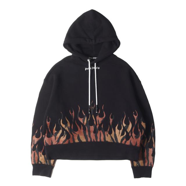 Palm Angels パーム エンジェルス パーカー ブラック 黒 サイズ:M | 20AW タイガーフレイム オーバーサイズ ヘビー スウェットパーカー (TIGER FLAMES HOODIE) | トップス フーディー【メンズ】【中古】【K4542】