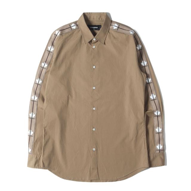 DSQUARED2 ディースクエアード シャツ ベージュ サイズ:46 | 22SS ロゴテープデザイン ストレッチ コットンシャツ | トップス カジュアルシャツ 長袖【メンズ】【中古】【美品】【K4542】