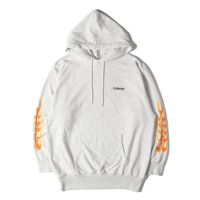 CHALLENGER チャレンジャー パーカー グレー サイズ:L | 23AW フレイムプリント スウェット パーカー(FLAMES HOODIE) | トップス フーディー プルオーバー【メンズ】【中古】【K4543】