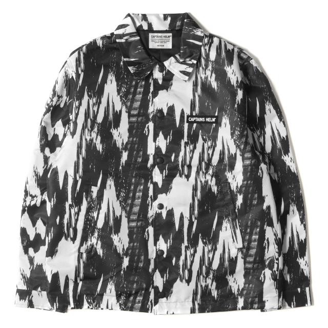 Captains Helm キャプテンズヘルム ジャケット ブラック ホワイト 黒白 サイズ:M | 21AW 総柄グラフィック ウォータープルーフ コーチジャケット (WATER-PROOF COACH JACKET) | アウター ブルゾン 上着【メンズ】【中古】【新品同様】【K4543】