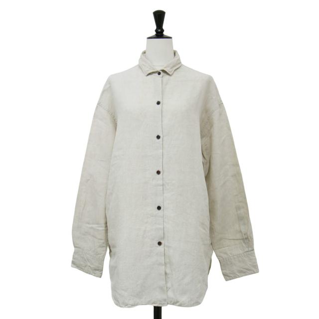 Deuxieme Classe ドゥーズィエム クラス シャツ ベージュ サイズ:FREE | リネン シャツ / ブラウス | 長袖 オーバーサイズ | 日本製 | トップス【レディース】【中古】【K4543】