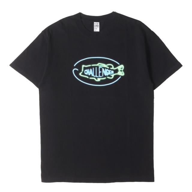 CHALLENGER チャレンジャー Tシャツ ブラック 黒 サイズ:L | ネオンロゴ クルーネック Tシャツ (BASS NEON SIGN TEE) | トップス カットソー 半袖【メンズ】【中古】【K4544】