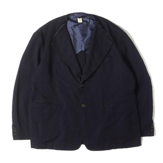 COMME des GARCONS SHIRT コムデギャルソン シャツ ジャケット ネイビー 紺 サイズ:S | 25SS カットオフ ポリ縮 ノーカラー ジャケット (FO-J505) | アウター ブレザー 上着【メンズ】【K4545】