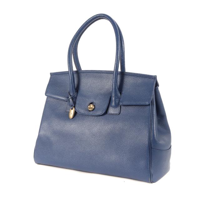 TOFF&LOADSTONE トフアンドロードストーン バッグ ブルー サイズ:M | ルーフボタン グレインレザー ショルダー トート バッグ | MADE IN JAPAN | ブランド カバン ユニセックス【メンズ】【中古】【K4566】